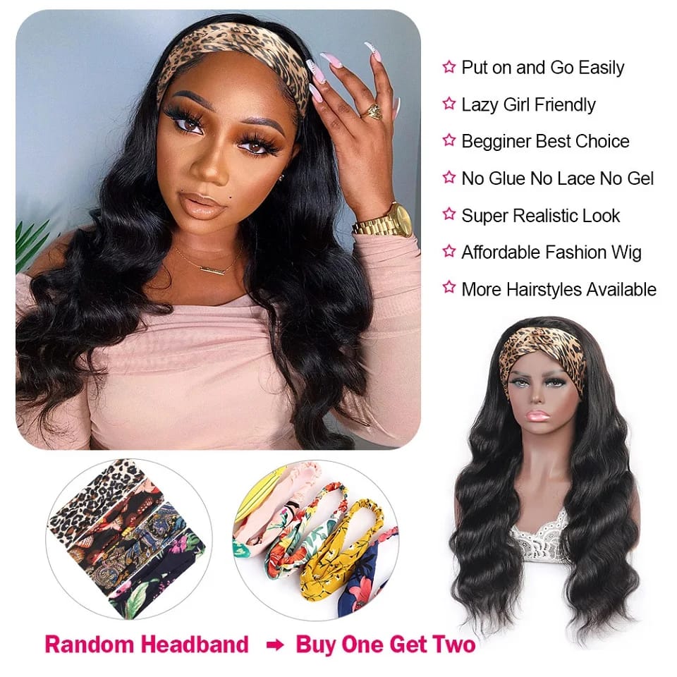 Body Wave Human Hair Headband Wig | Back from China
