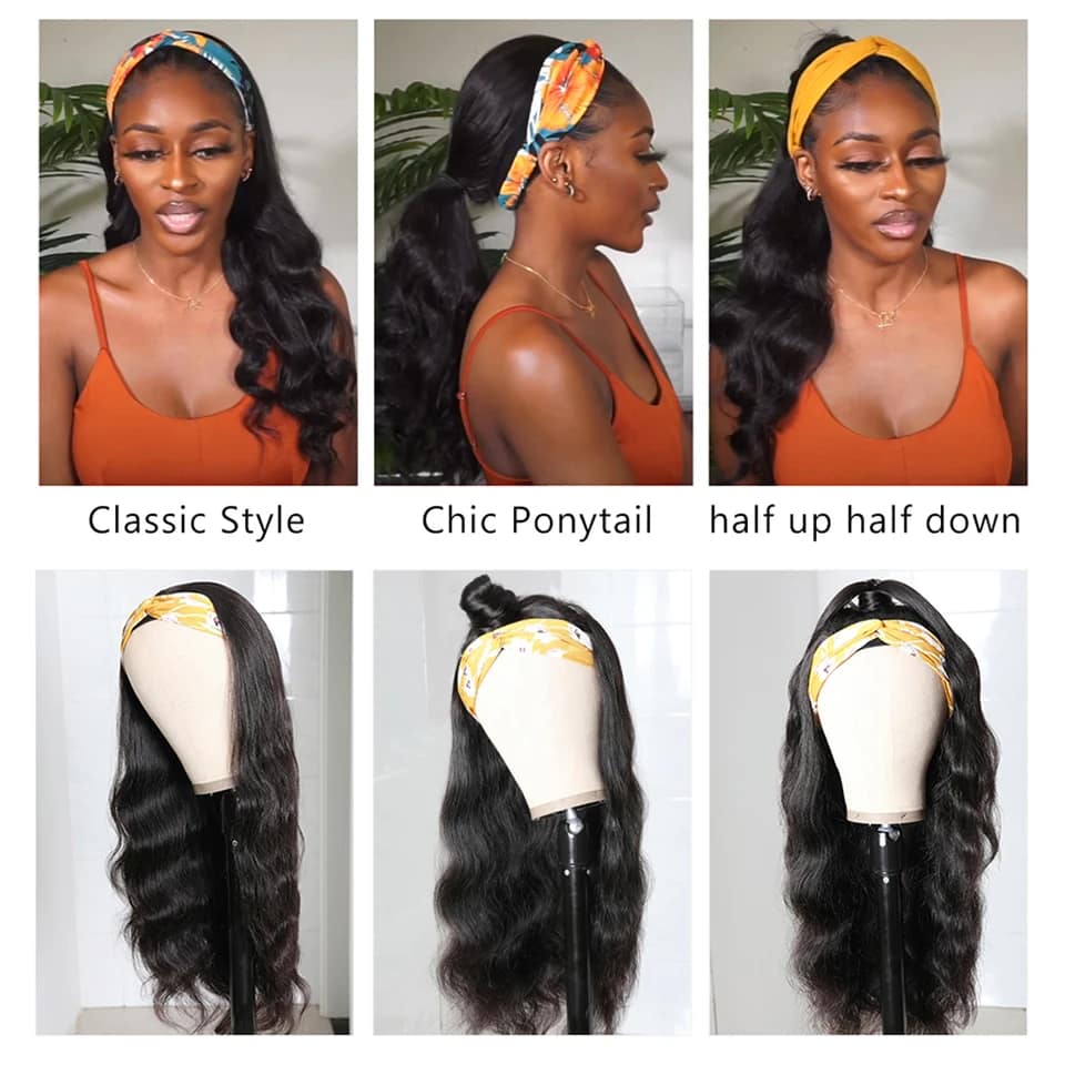 Body Wave Human Hair Headband Wig | Back from China